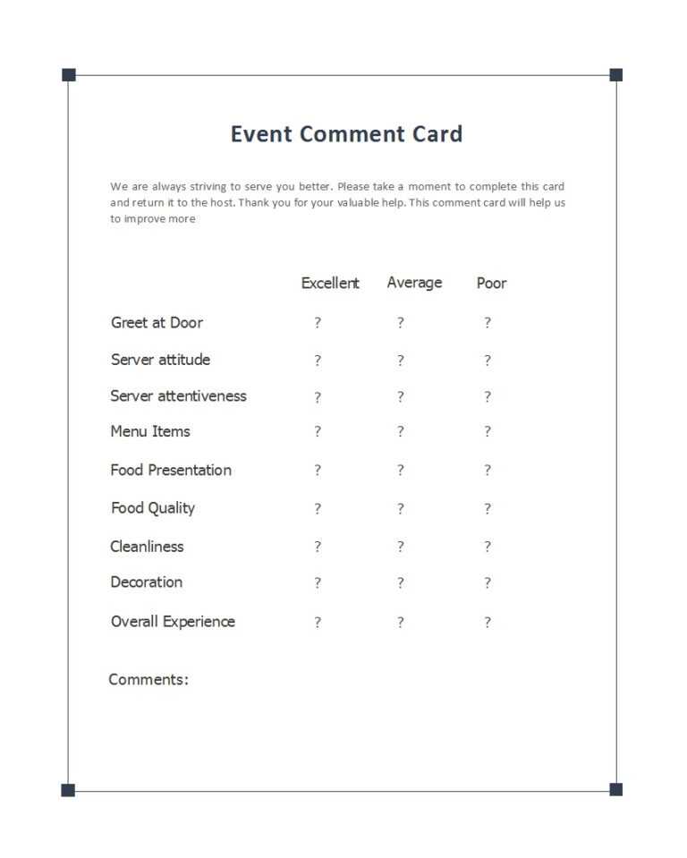 012 Template Ideas Comment Card Frightening Restaurant Free inside ...