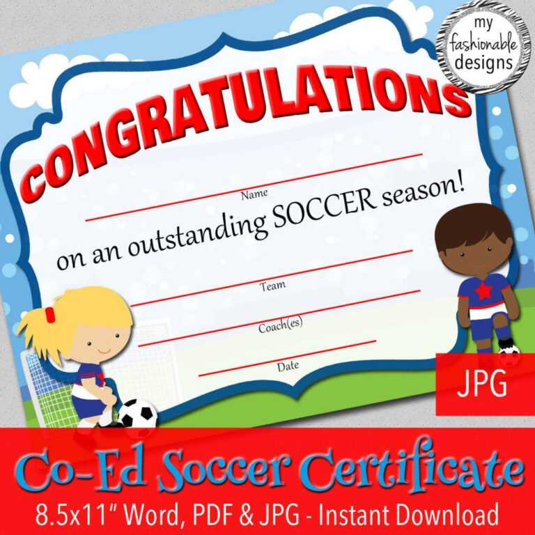 Editable Pdf Sports Team Soccer Certificate Award Template with Soccer ...