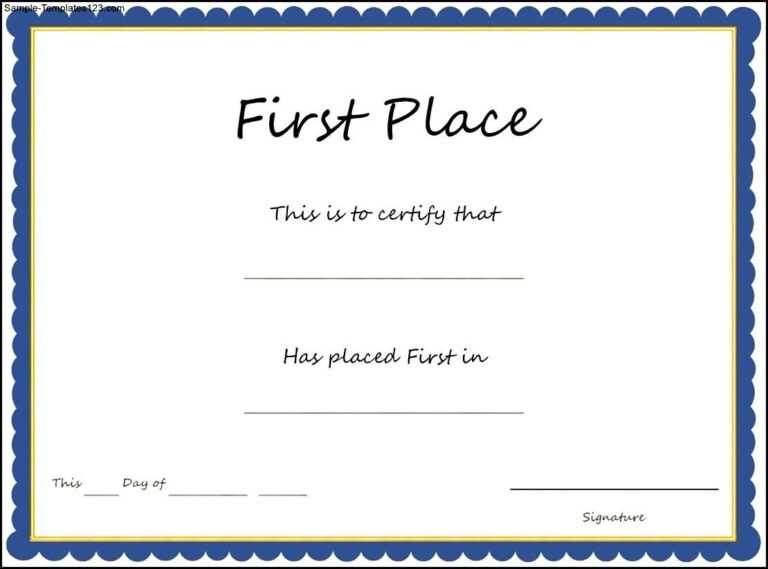 1St Place Award Certificate Template with regard to First Place ...