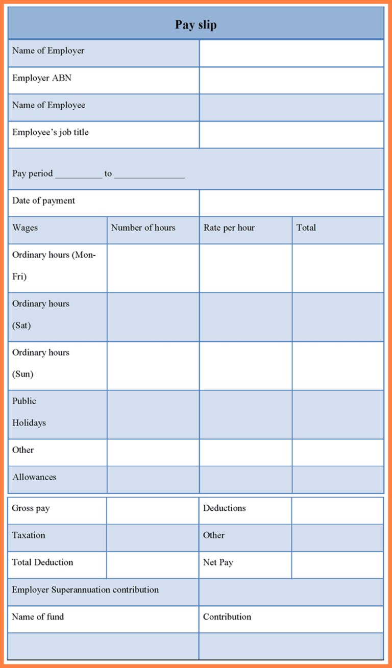 2+ Blank Payslip Template | Salary Slip within Blank Payslip Template ...