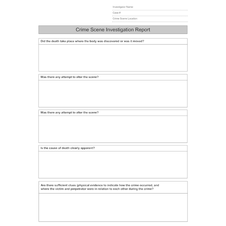 Crime Scene Report Template – Xfanzexpo.com
