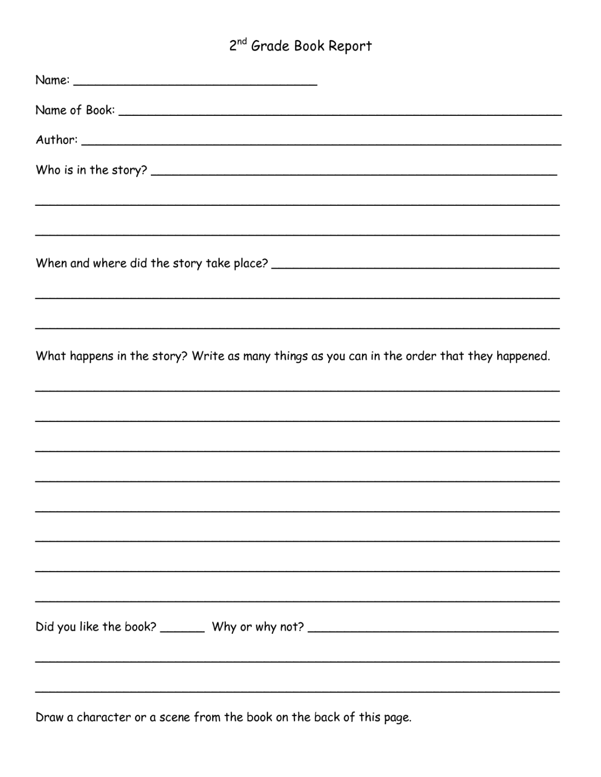 2Nd Grade Book Report Pdf | Grade Book Template, Book Report within 2Nd ...