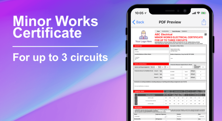 3 Circuit Minor Works Electrical Certificate – Icertifi within ...