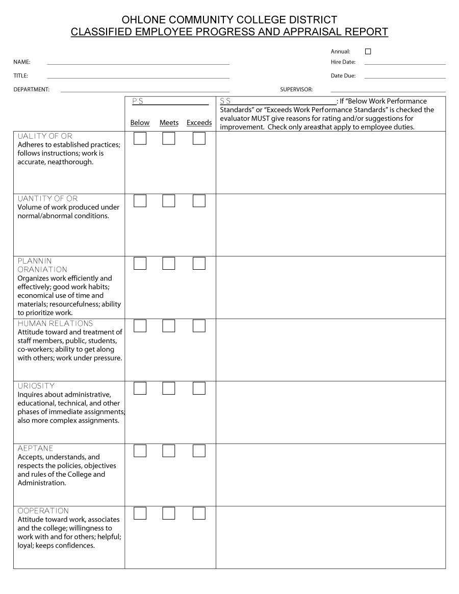 46 Employee Evaluation Forms Performance Review Examples Intended For Staff Progress Report 