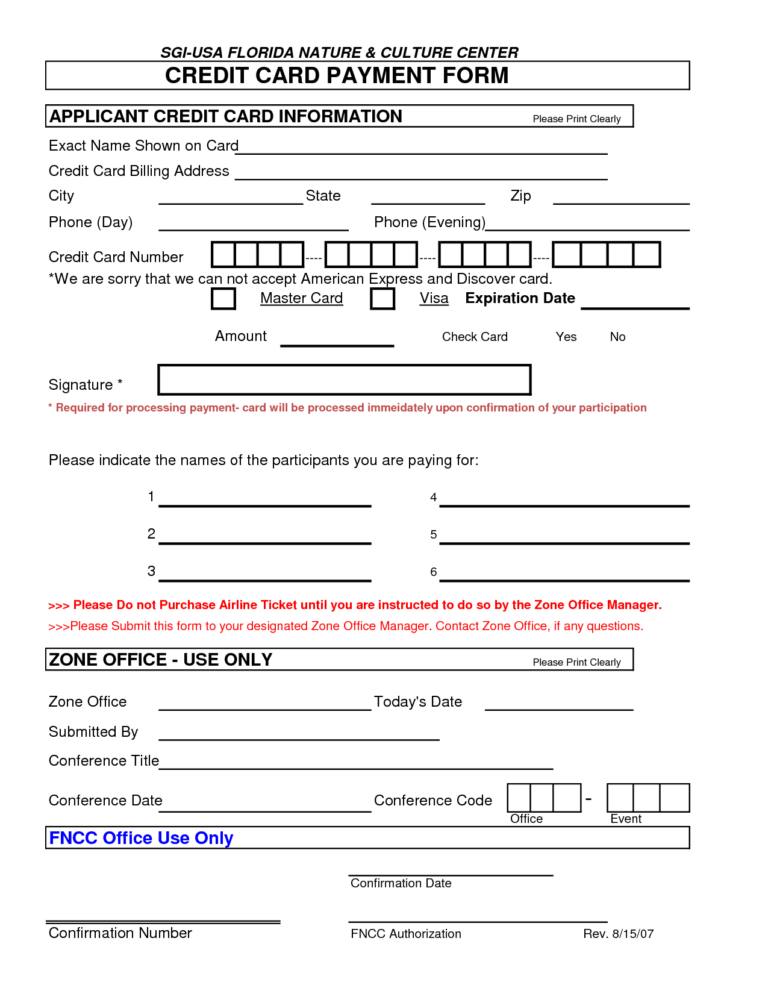 5 Credit Card Authorization Form Templates – Free Sample inside Credit ...