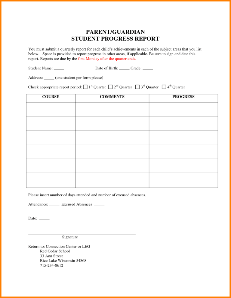 6+ Students Progress Report Template | Phoenix Officeaz in Educational ...