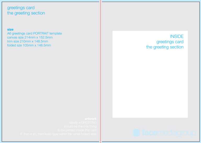 A6 Portrait Greetings Card Template – Standard Fold – Inside for ...