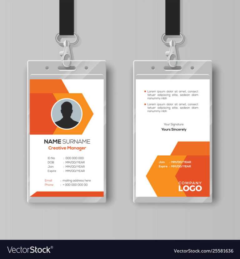 Abstract Orange Id Card Design Template for Conference Id Card Template ...