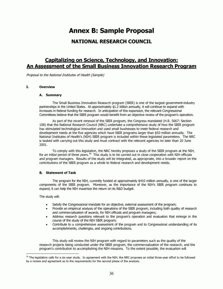Annex B Sample Proposal | An Assessment Of The Small pertaining to ...