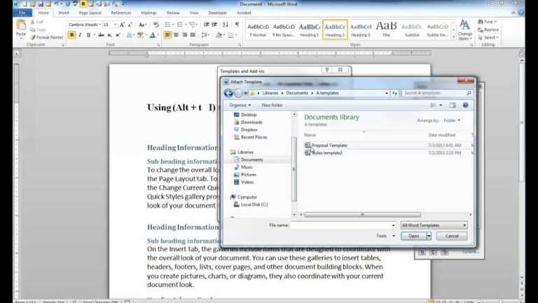 Applying A New Document Template To An Existing Document Intended For How To Insert Template In