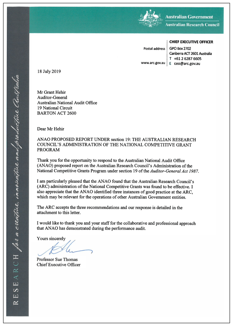 Australian Research Council's Administration Of The National intended ...