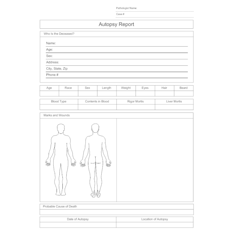 Autopsy Forms – Fill Online, Printable, Fillable, Blank in Coroner's ...
