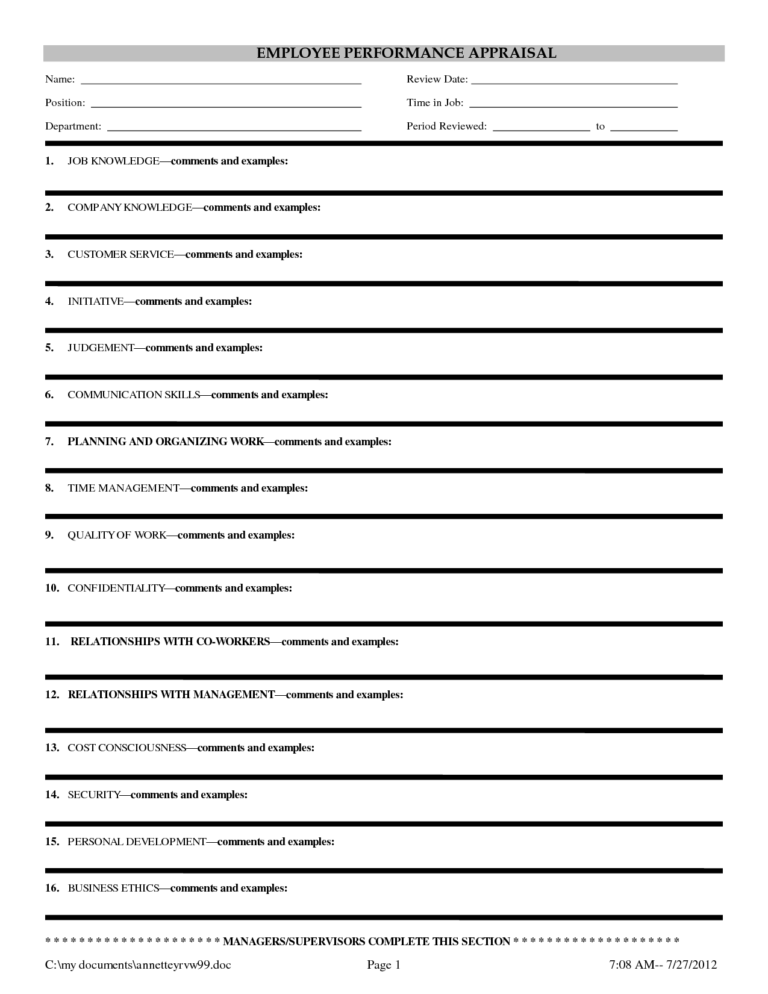 Best Photos Of Blank Evaluation Forms Printable – Blank in Blank ...