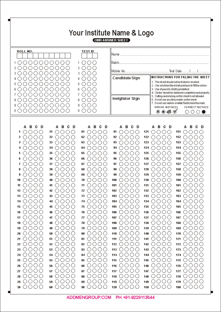 Blank #omr #sheet For Practice Pdf :www.omrsheetsoftware intended for ...