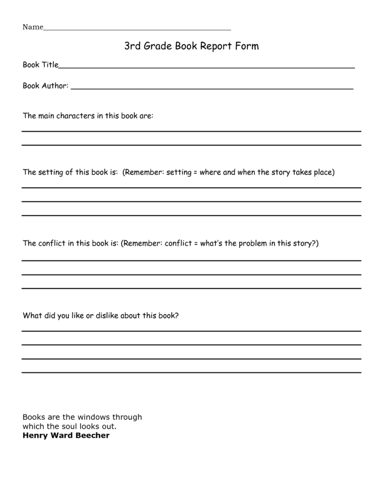Book Report 3Rd Grade Template – Google Search | Home pertaining to ...