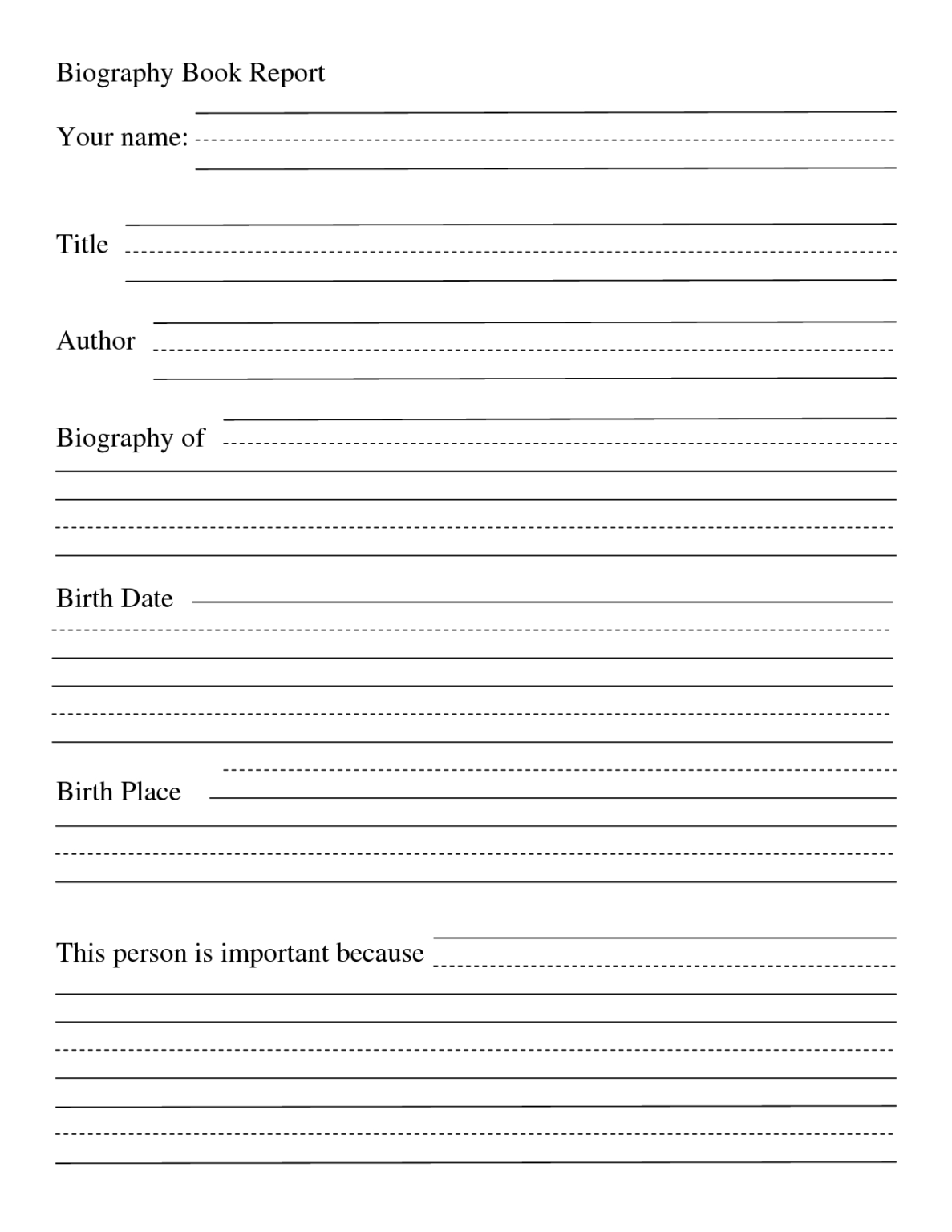 Book Report Outline | Biography Book Report Your Name Title In ...