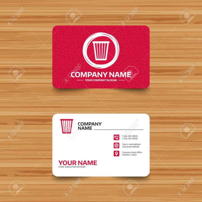 Business Card Template With Texture. Recycle Bin Sign Icon. Bin ...