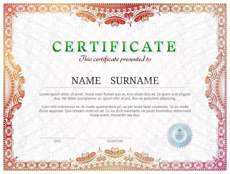 Certificate Template With Guilloche Elements. Red Diploma Border.. in ...