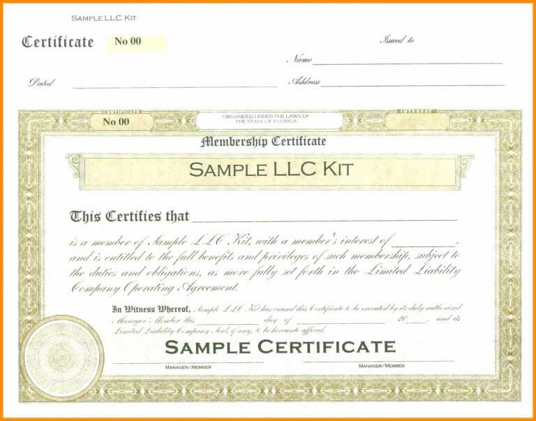 Certificate Templates: Llc Membership Certificate Templates Free ...