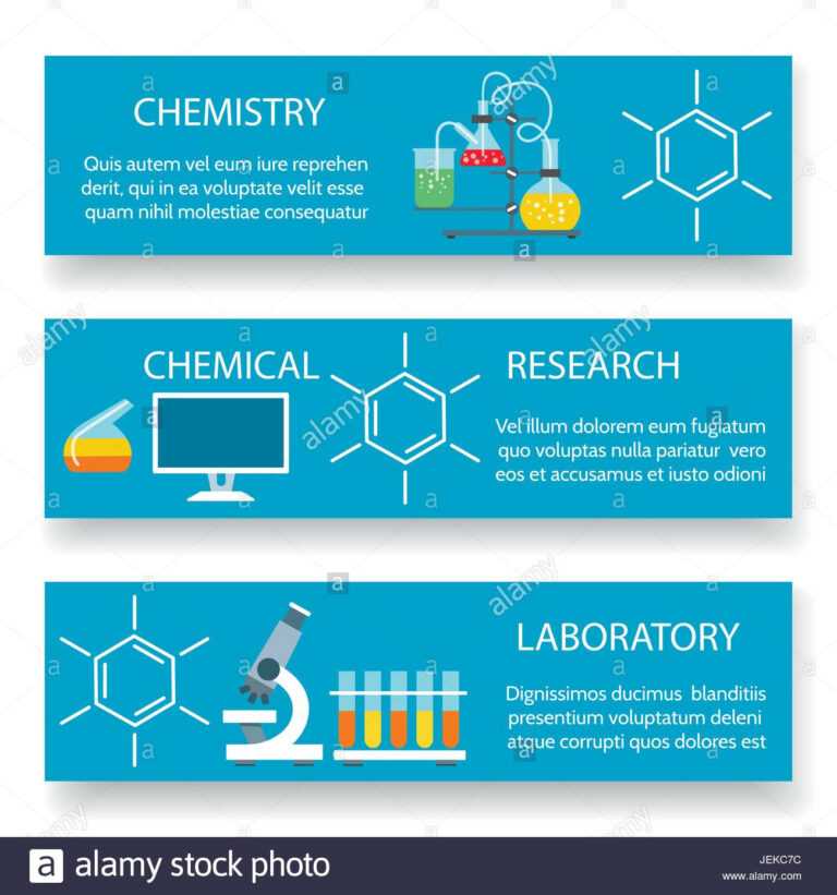 Chemistry Lab Banners. Vector Science Experiment Backgrounds with ...