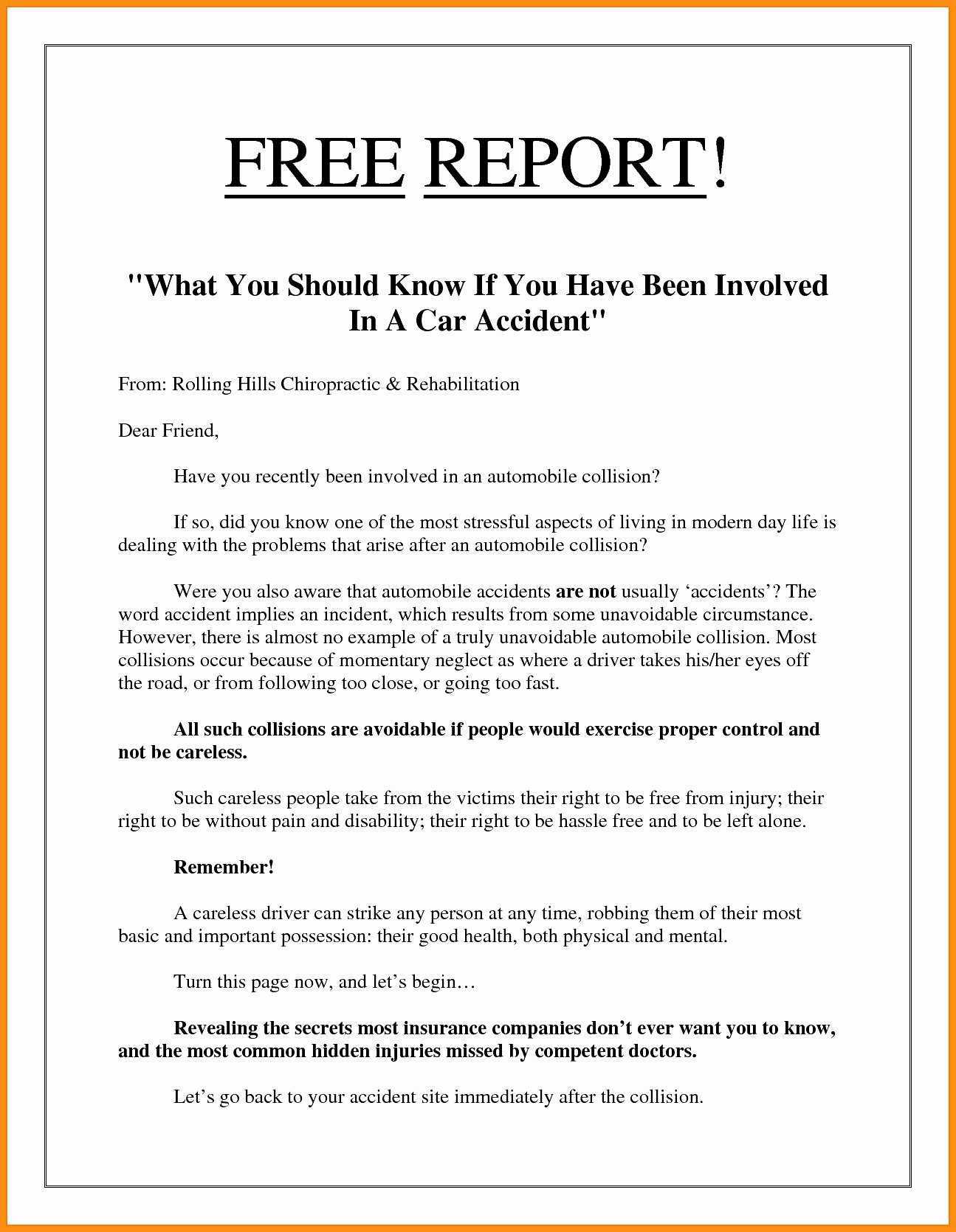 Chiropractic Narrative Report Template