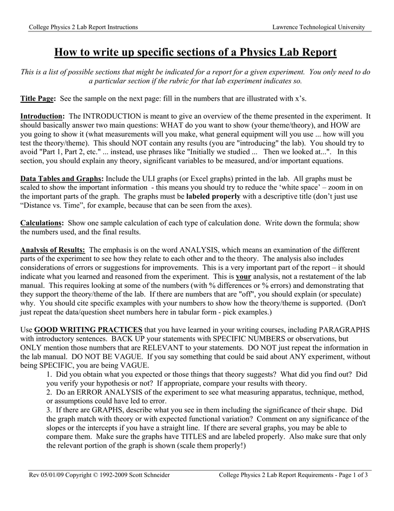 College Physics 2 Lab lab Report Instructions With Physics Lab Report 