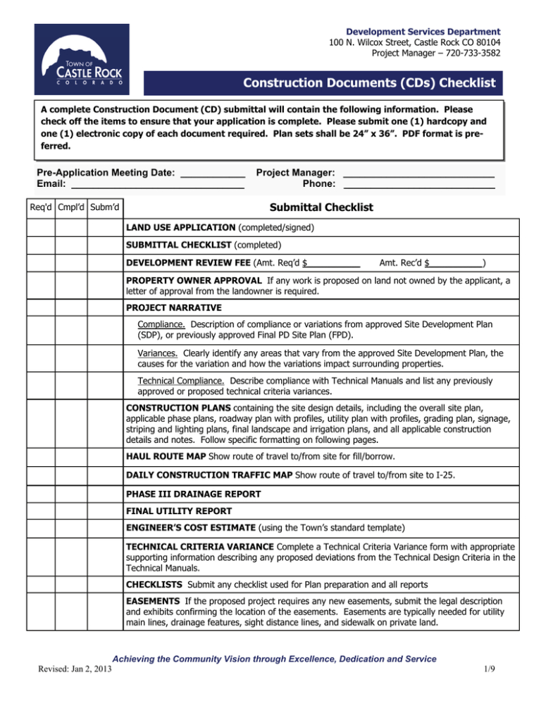Construction Documents (Cds) Checklist inside Drainage Report Template ...