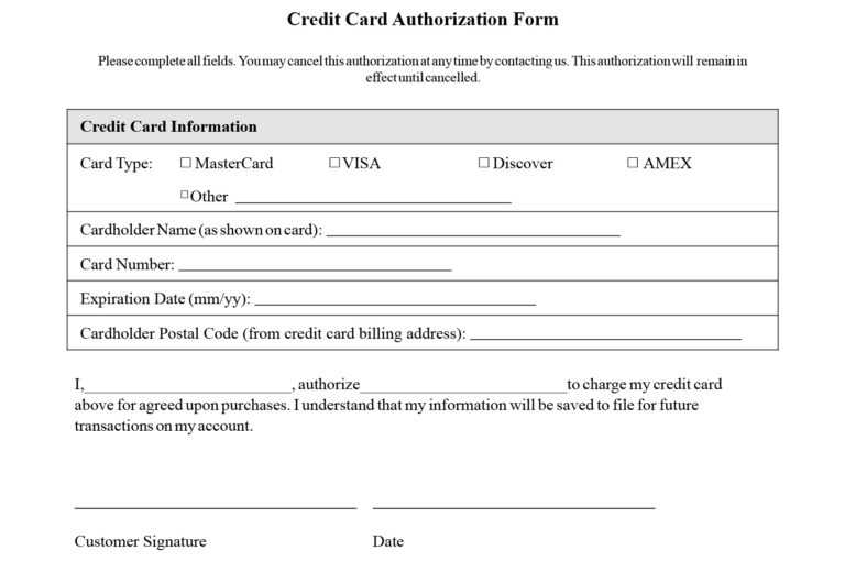 Credit Card Authorization Template Format Sample – Youcalendars with ...