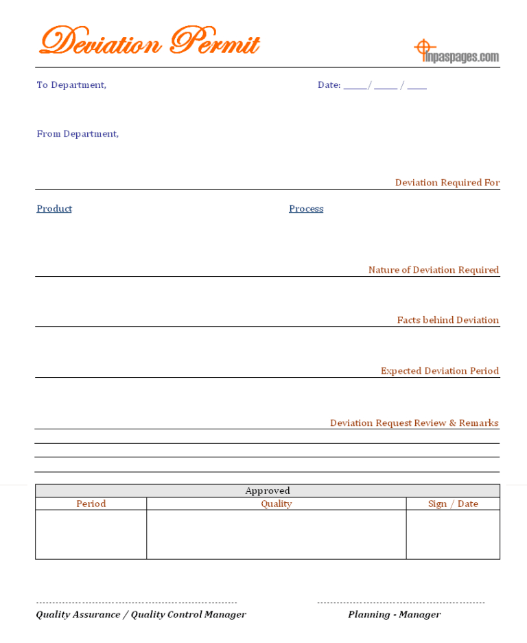 Deviation Permit – within Deviation Report Template – Xfanzexpo.com