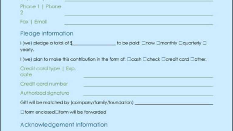 Donation Form Template | Excel & Word Templates regarding Donation ...