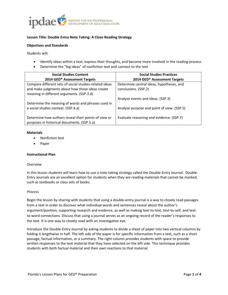 Double Entry Note Taking regarding Double Entry Journal Template For ...
