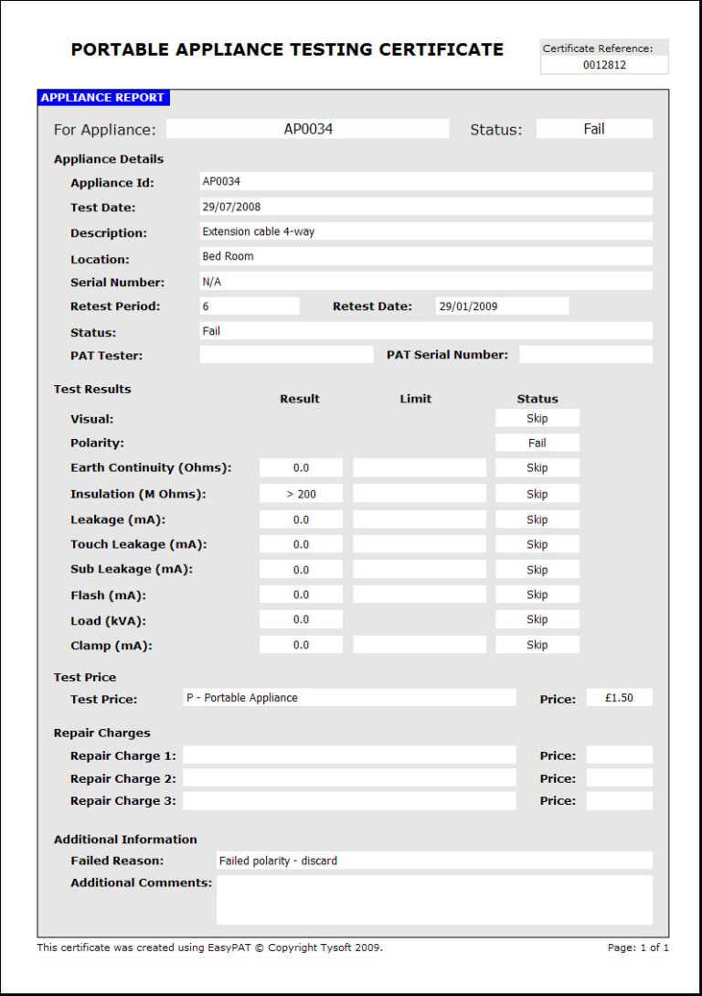 Easypat Portable Appliance Testing Software throughout Megger Test ...