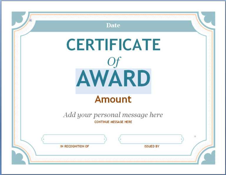 Editable Award Certificate Template In Word #1476 in Blank Award ...
