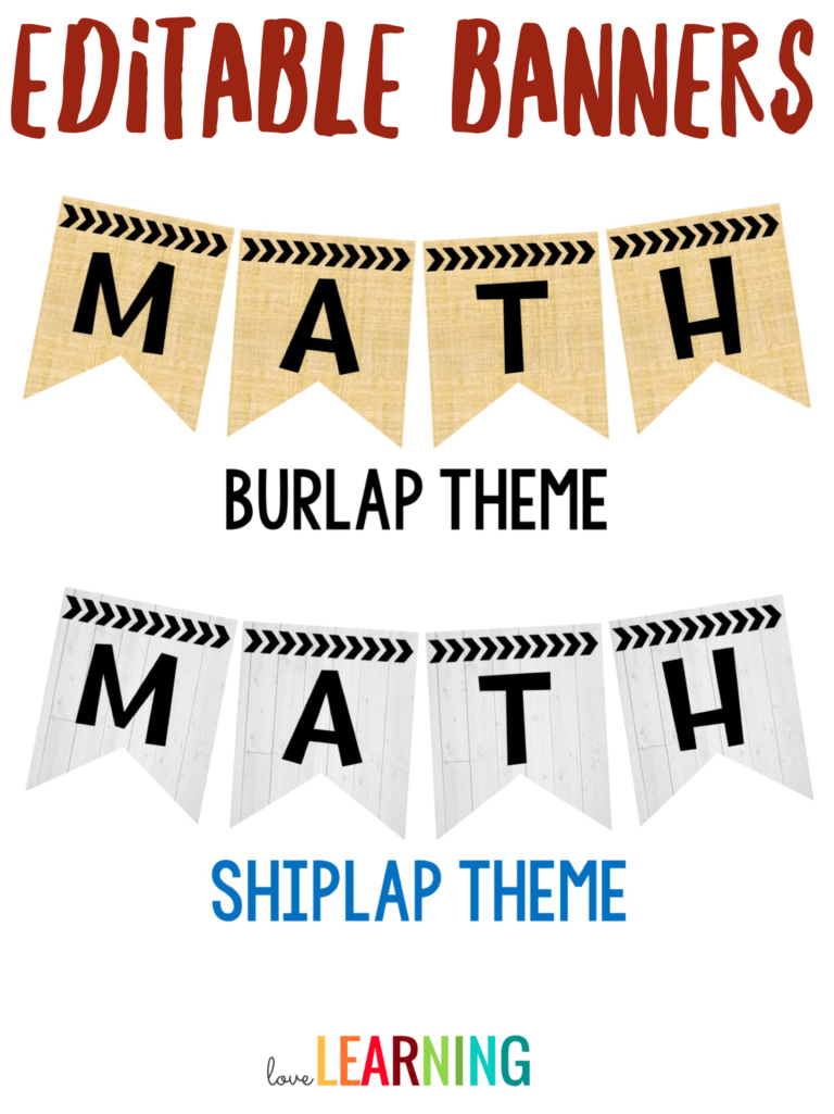 Editable Subject Banners – Burlap Theme | Classroom within Classroom ...