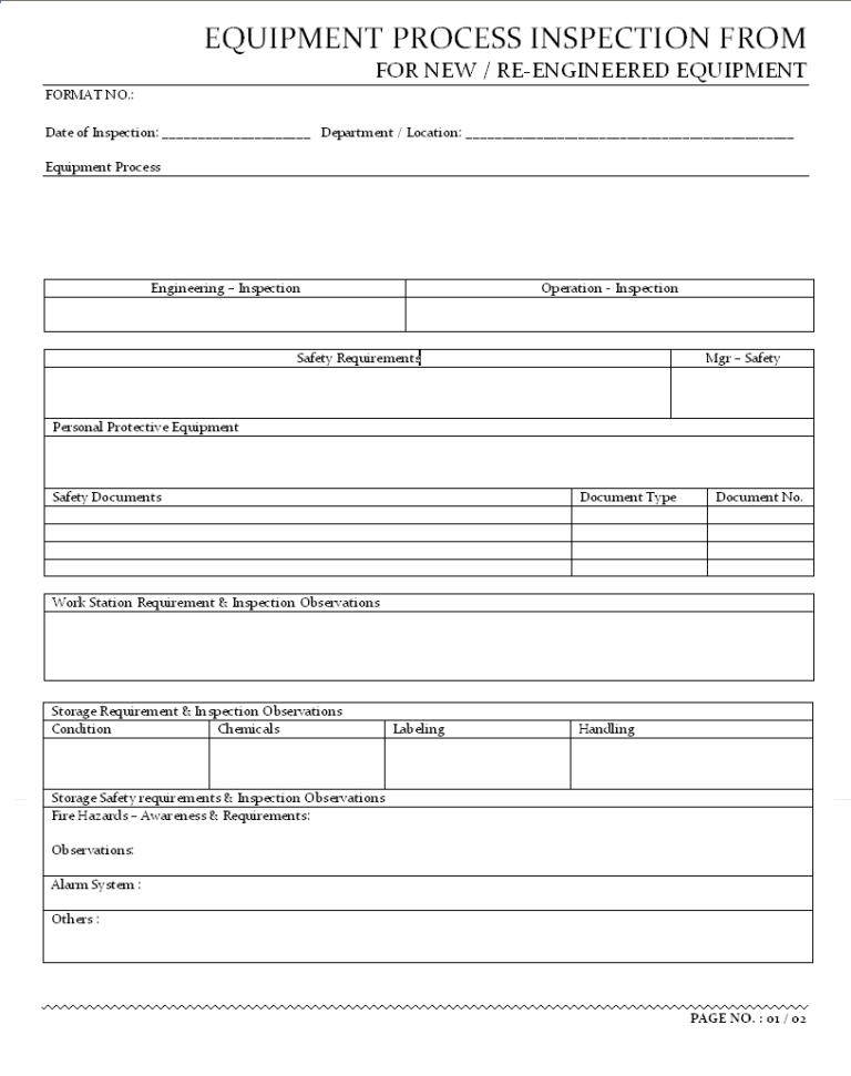 Equipment Process Inspection Form – with Engineering Inspection Report Template – Xfanzexpo.com