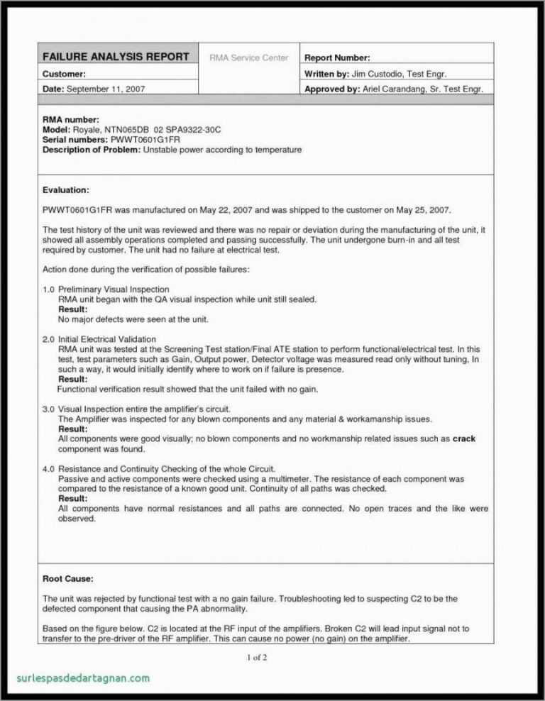 Failure Analysis Report Template pertaining to Failure Analysis Report ...