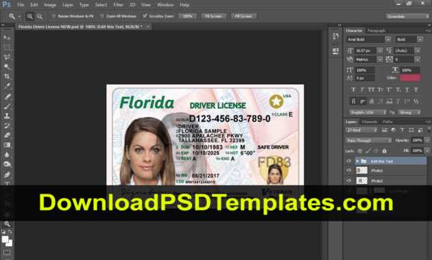 Florida Driver License Psd [Fl New Updated Template] in Florida Id Card ...