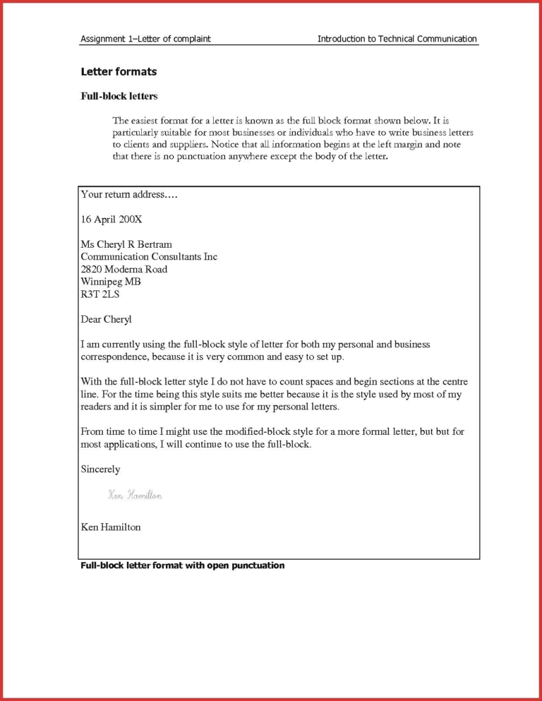 Formal Business Letter Uk Block Format Full Sample Template with regard ...