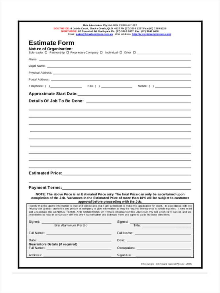 Free 39+ Sample Estimate Forms | Pdf regarding Blank Estimate Form ...