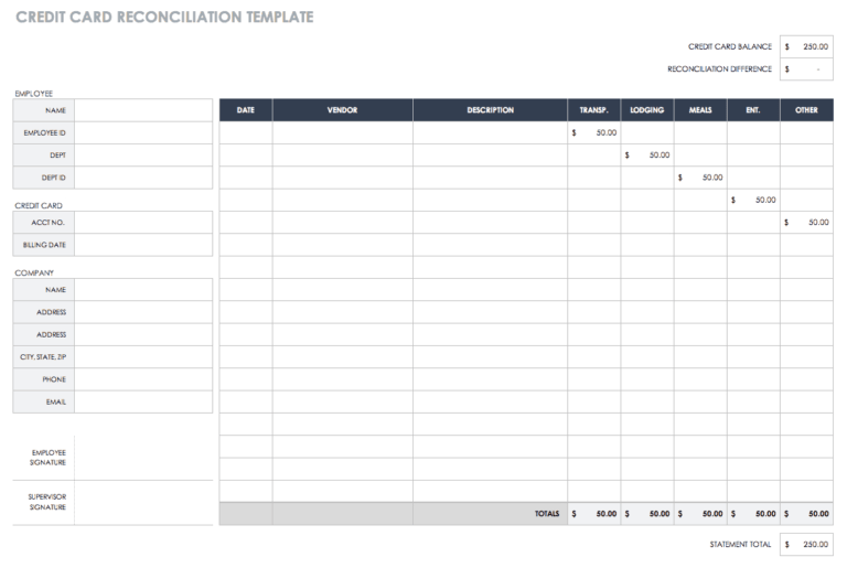 Free Account Reconciliation Templates | Smartsheet regarding Credit ...