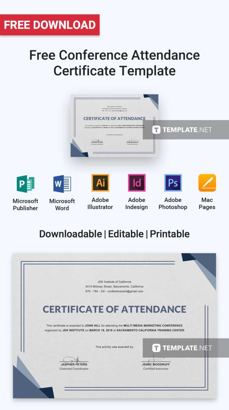 Free Conference Attendance Certificate | Certificate in Conference ...