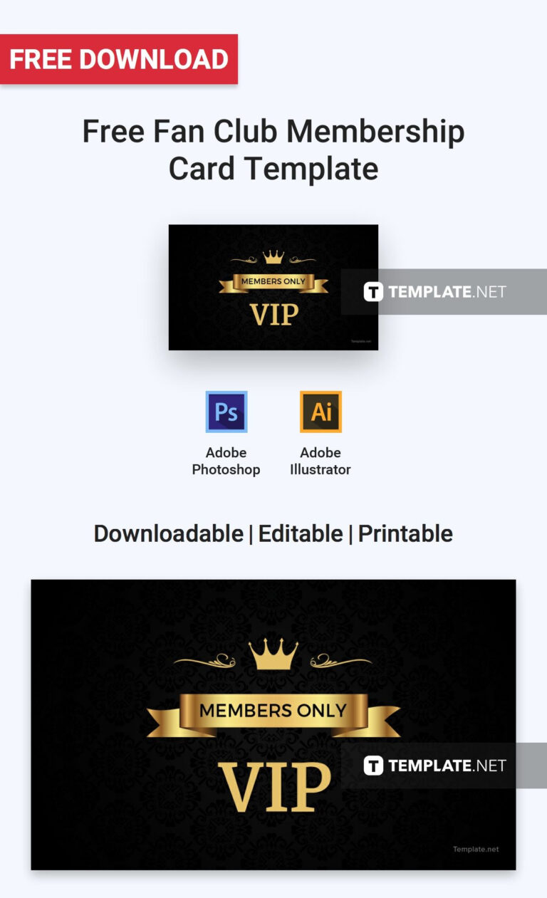 Free Fan Club Membership Card | Card Templates & Designs intended for ...