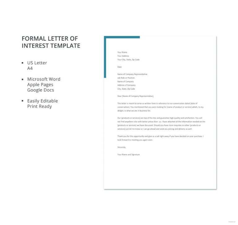 Free Formal Letter Of Interest | T | Letter Of Interest intended for ...