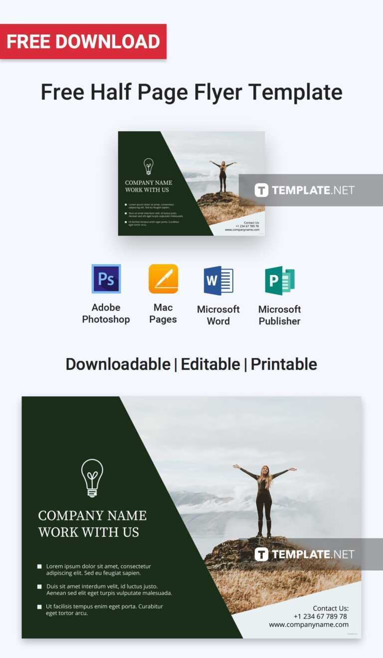 Free Half Page Flyer | Flyer Templates & Designs 2019 intended for Half ...