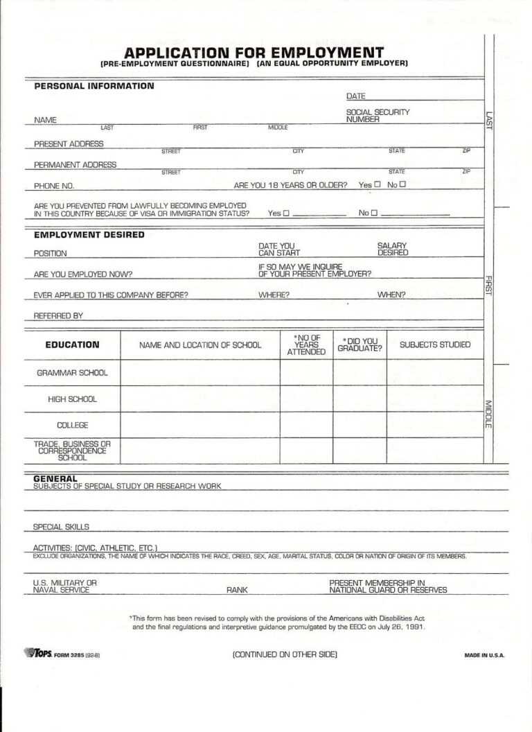 Free Job Application Form | Employment Application Samples inside ...