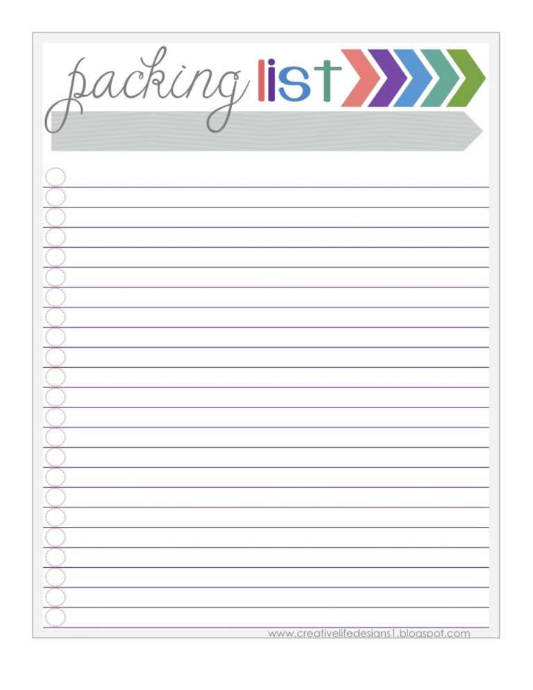 Free Packing List Printable Creative Life Designs | Packing throughout ...