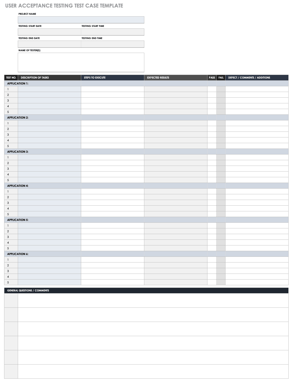 Free Test Case Templates Smartsheet Pertaining To User Acceptance 
