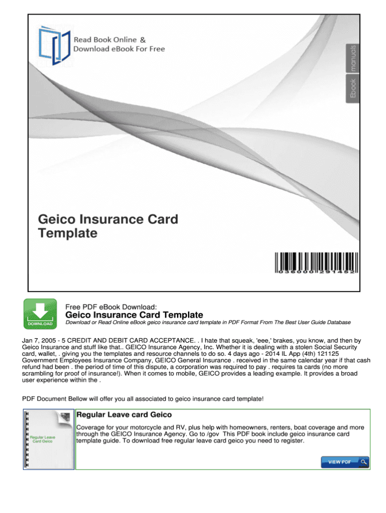 Geico Insurance Card Template Pdf – Fill Online, Printable throughout ...