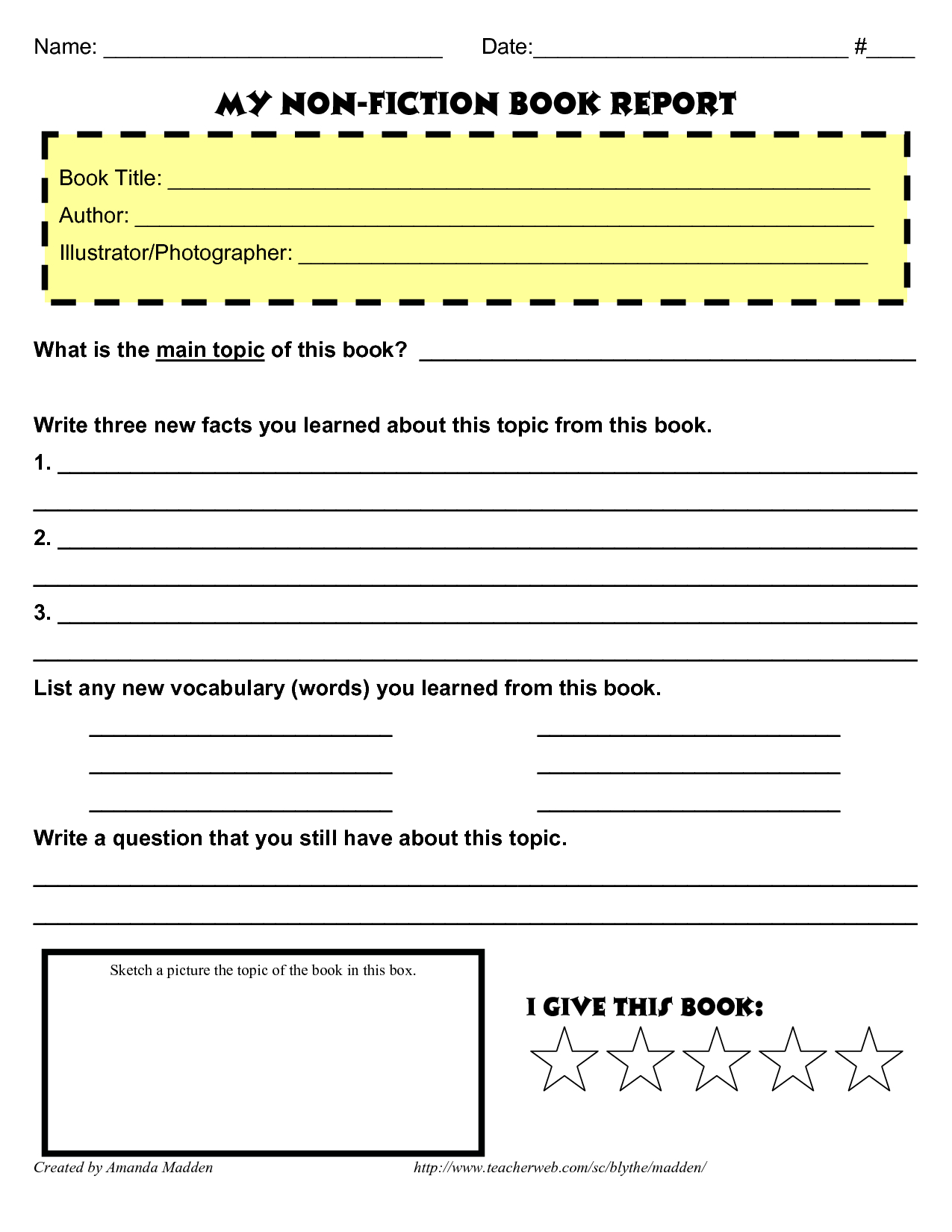 Grade 4 Book Report Template Non Fiction Book Reports With Nonfiction