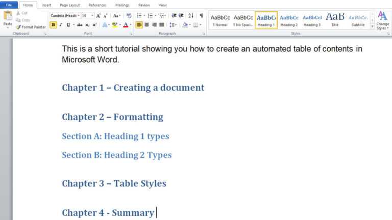 How To Make Automated Table Of Contents In Microsoft Word intended for ...